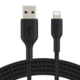 BELKIN Premium Braided A-LTG Cable 2M Black| Durable | Long length | Lightning connector | Eros